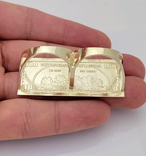 Amazon.com: AMZ Jewelry 10K Yellow Gold Two Finger Hundred Dollar Bill ...