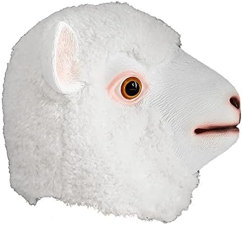 Amazon.com: AQKILO White Sheep Mask Plush Animal Latex Full Head ...