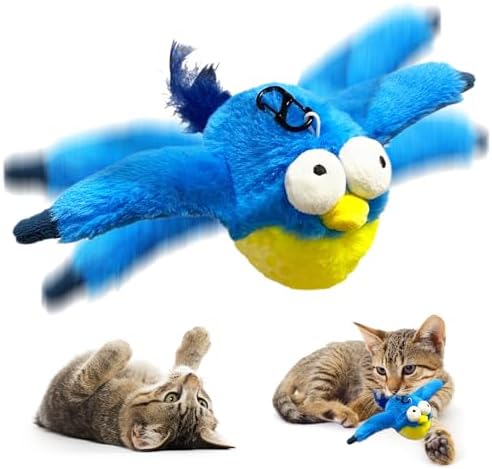 KreizyGo Cat Toys, Flapping Wings Sparrow, No Flying, Chirping Bird Toy ...