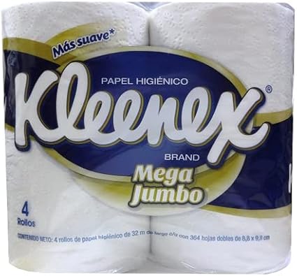 Amazon.com: Kleenex Bath Tissue 4rolls Mega Jumbo Rolls 2 Ply 364 ...