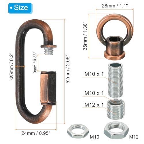 PATIKIL M10 Lamp Female Loop Holder with Chain Quick Link, Lifting Eye ...