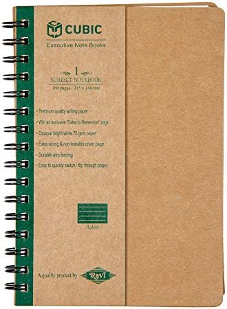 Cubic ECO A5 Spiral Notebook – 160 Ruled Pages | Eco-Friendly Kraft ...