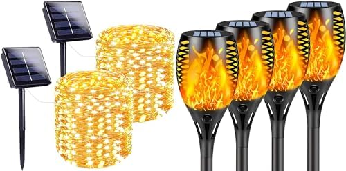 SANJICHA 2 Pack Extra-Long Solar String Lights Outdoor, 144FT 400LED ...