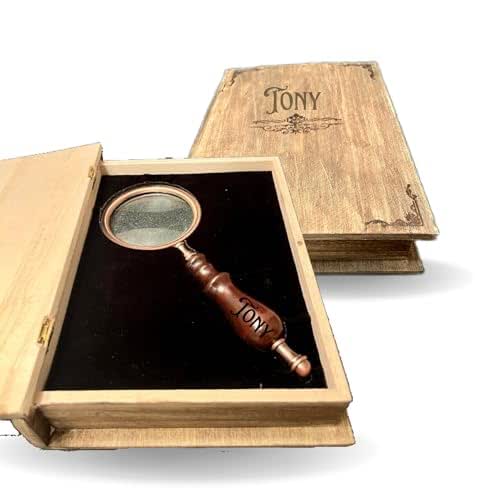 Amazon.com: Custom Name Engraved Retro Vintage Wood Magnifying Glass ...