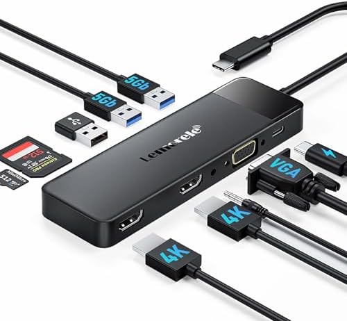 Amazon.com: Lemorele Docking Station Dual Monitor, 6 in 1 USB C Hub ...