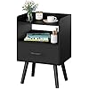 Amazon.com: Yoobure Night Stand with Fabric Drawer, Modern Nightstand ...