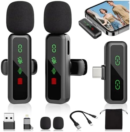 Mini Microphone for iPhone Android iPad PC with Light Display,Wireless ...