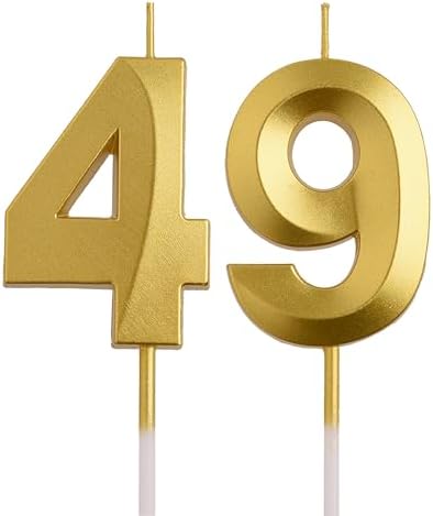 Amazon.com: AOOLADA 49th 94th Birthday Candles, Gold 94 49 Year Old ...