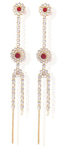 Buy Kauberi Jewels Classy Copper Kundan Gold Red Hand Thong Haath Panja ...