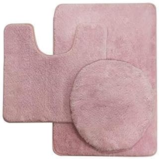 Amazon.com: 3 pc Solid Light Pink Bathroom Rug Set Bath Mats Bath Set ...