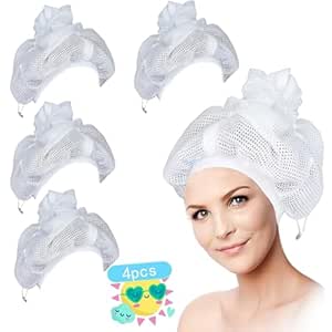 Amazon.com: Atifer 4 Pcs Net Plopping Cap for Drying Curly Hair ...