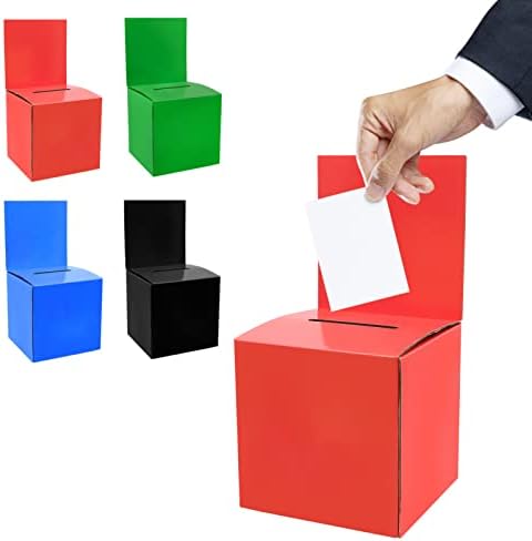 AMJKEJI 4 Colors Ballot Box Donation Charity Boxes Cardboard Raffle ...