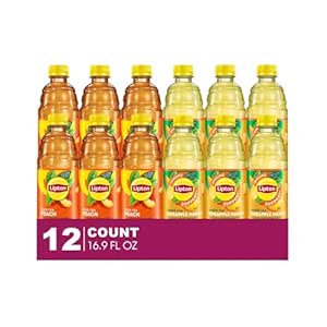 Amazon.com : Lipton 12-Pack 6 Peach Iced Black Tea + 6 Pineapple-Mango ...