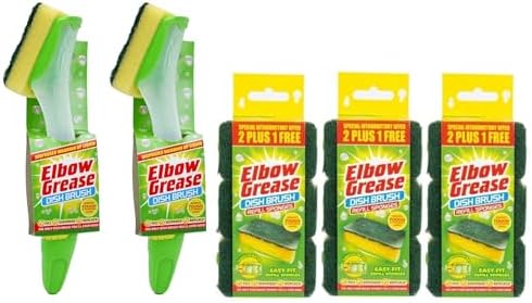 2X Elbow Grease Fillable Washing Up Brush with Sponge- Ergonomic design ...