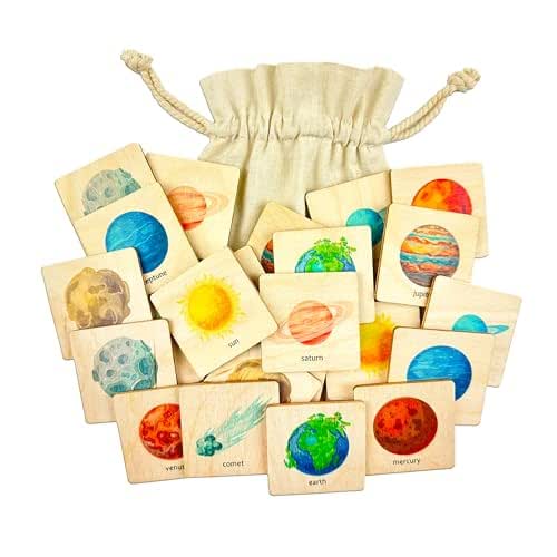 Amazon.com: Montessori Wooden Space Memory Game, Solar System Matching ...