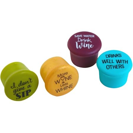 Amazon.com: CapaBunga Silicone Wine Stoppers for Wine Bottles - 4 Pack ...