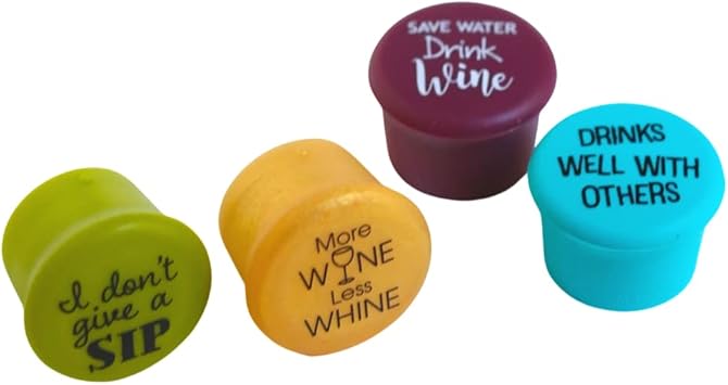 Amazon.com: CapaBunga Wine Bottle Stopper, Set of 4, Sip, Whine, Save ...