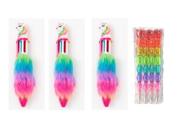 Combo Of Unicorn Fur Pen With 6 Different Colors (Set of 3) + Rainbow ...
