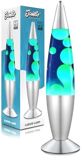 JAMBO 16" Beautiful Lamp- Blue with Yellow/Green Wax, Relaxing Liquid ...