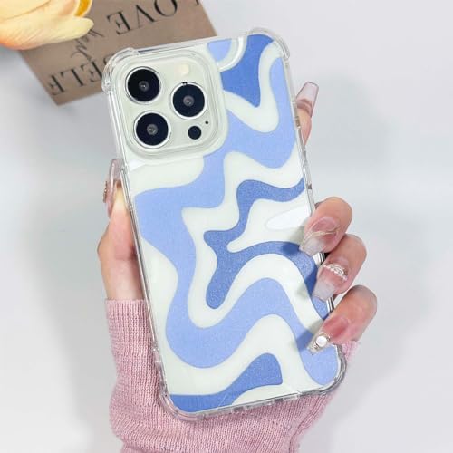 Amazon.com: DYFYFKDI for iPhone 13 Pro Case Wavy Cute Clear Aesthetic Wave Blue Water Ripple ...