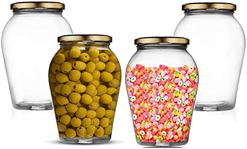 Buy Ventuos-1000ml Big Pot Shaped Glass Barni with air tight black lid ...