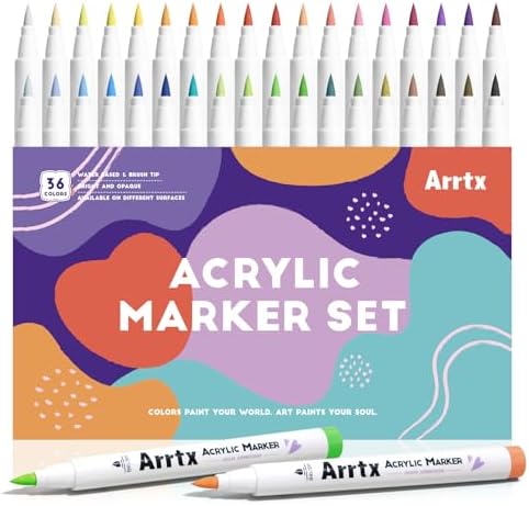Amazon.com: Arrtx Acrylic Pens Paint Markers 32 Colors, Dual Tip ...