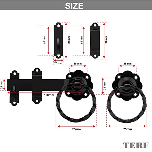 TERF Heavy Duty Antique Black Twisted Ring Gate Latch Door Lock Ring ...