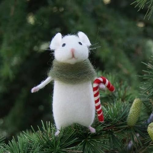 Amazon.com: Christmas Felt Mice Ornaments, Winter Xmas Wool White Mouse ...