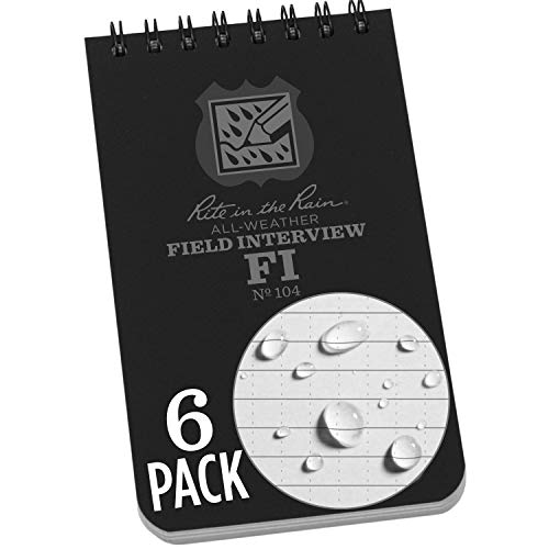Rite in the Rain Weatherproof Field Interview Notebook, 3" x 5", Black ...
