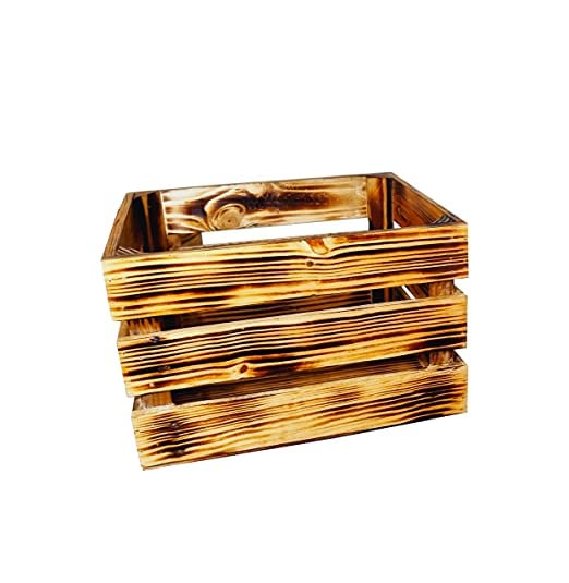 NB Crafted Burn Black Wooden Crates | Pine Wood Basket | Planter ...