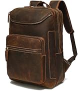 LANNSYNE Vintage Genuine Leather Backpack For Men 15.6 Inch Laptop Bag ...