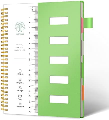 5 Subject Notebook College Ruled, 5 Subject Spiral Notebook with 4 ...