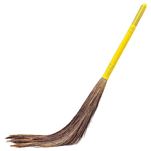 Broom (Phool Jhadu) Natural Long Grass with Laminated Plastic Handle ...