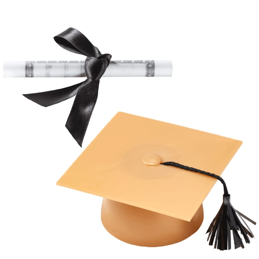 Amazon.com: Plastic Graduation Cap Cake Topper with Large Paper Diploma ...