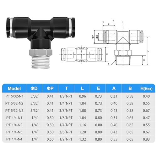 Snapklik.com : TAILONZ PNEUMATIC Male Branch Tee 1/4 Inch Tube OD X 1/8 ...