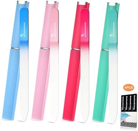 Amazon.com : ENCHANTLIVING 4 Pack Glass Nail Files with Case,Crystal ...