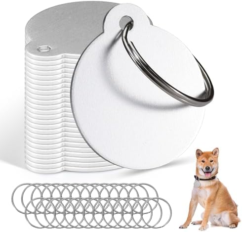 Modixun 25Pcs Blank Dog Tags for Engraving, 3.1cm/1.2in Dog Name Tags ...