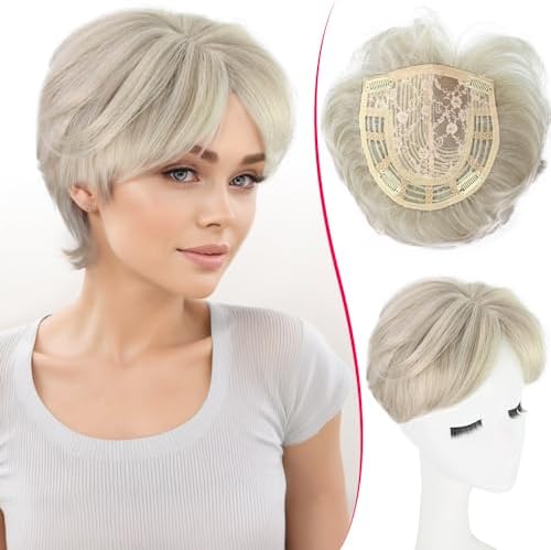 Amazon.com : Adancyler Pixie Cut Hair Toppers for Women Short Platinum ...