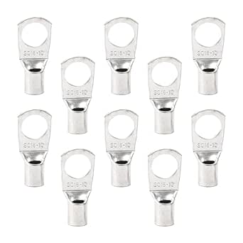 10 Pcs Cable Lugs Ring Stainless Steel Silver Terminal Connectors Heavy ...