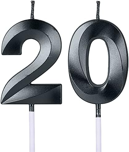 Amazon.com: 20th Birthday Candles for Cake, Blue Number 20 3D Diamond ...