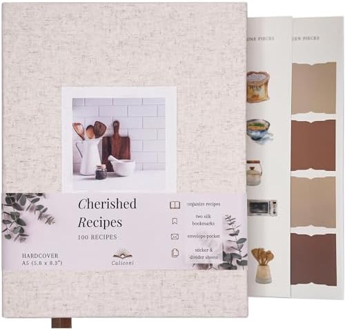 Amazon.com : Caliconi Blank Recipe Notebook With Linen Hardcover - The ...
