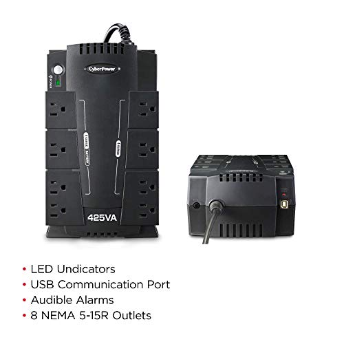 CyberPower CP425SLG Standby UPS System, 425VA/255W, 8 Outlets, Compact