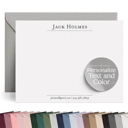Amazon.com: Personalized Flat Notecards with Envelopes for Men And ...