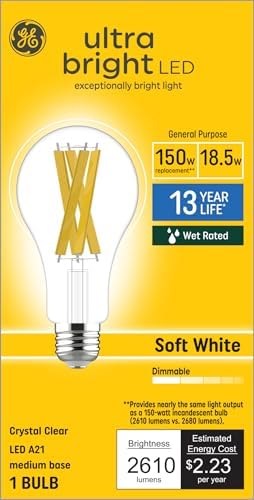 GE Ultra Bright LED Light Bulbs, 150 Watt, Soft White, A21 Bulbs (4 ...