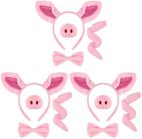 Amazon.com: 12 Pieces Pig Costume Set Pig Ears Headband Pig Nose Bow ...