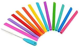 Amazon.com: Housavvy Kids Straws , Pack of 12, Toddler Silicone Wide ...
