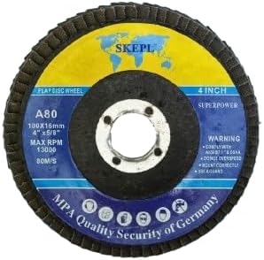 SKEPL 4inch Flap Disc Wheel 100x16mm, red color,80Grit Material Aluminium Oxide Grinding ...