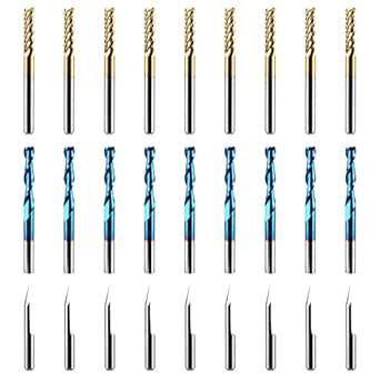 Genmitsu 30pcs End Mills CNC Router Bits, 1/8' Shank Carbide Milling ...