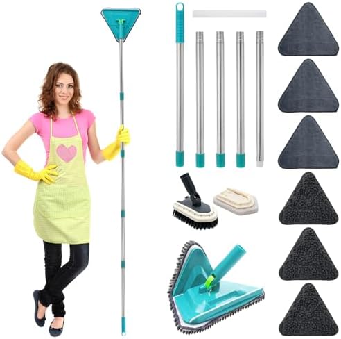 Wall Cleaner Mop with Long Handle(25~85in Adjustable) 360° Rotatable ...