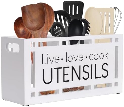 Karisky Utensil Holder for Kitchen Counter, Large 3 Compartments Solid ...